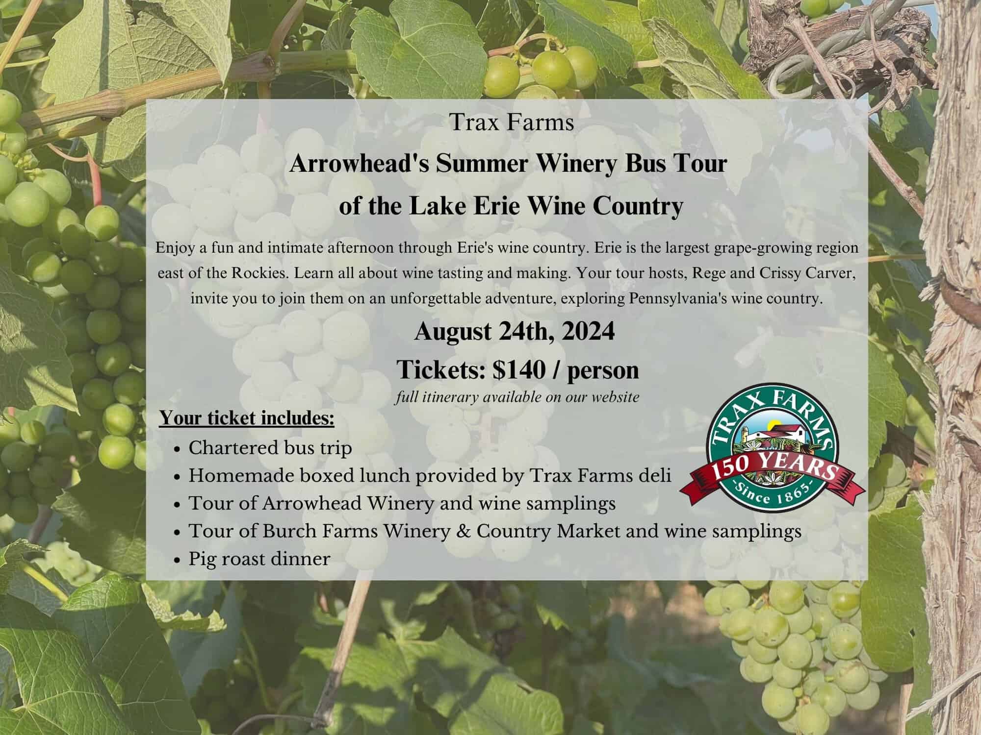 Trax Farms + Arrowhead's Summer Winery Bus Tour - Made In PGH